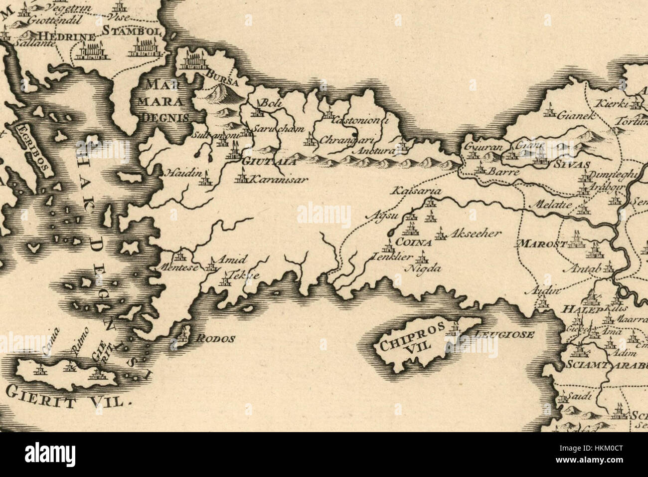 This map, created in 1740 by Abubekir Efendi, shows the Ottoman Empire ...