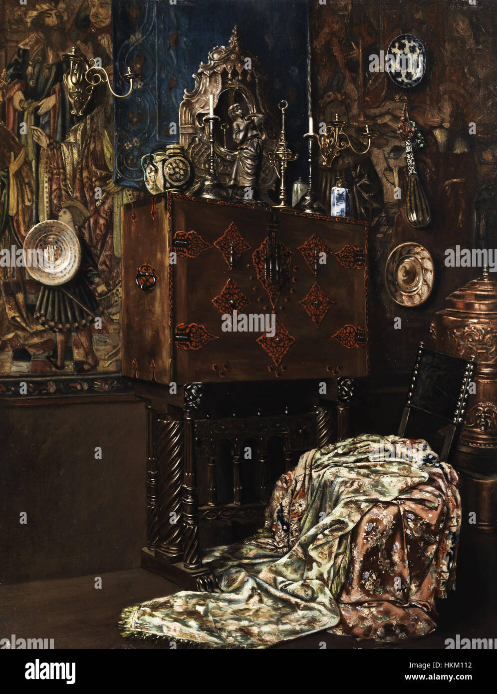 This 19th-century anonymous painting depicts the interior of a ...