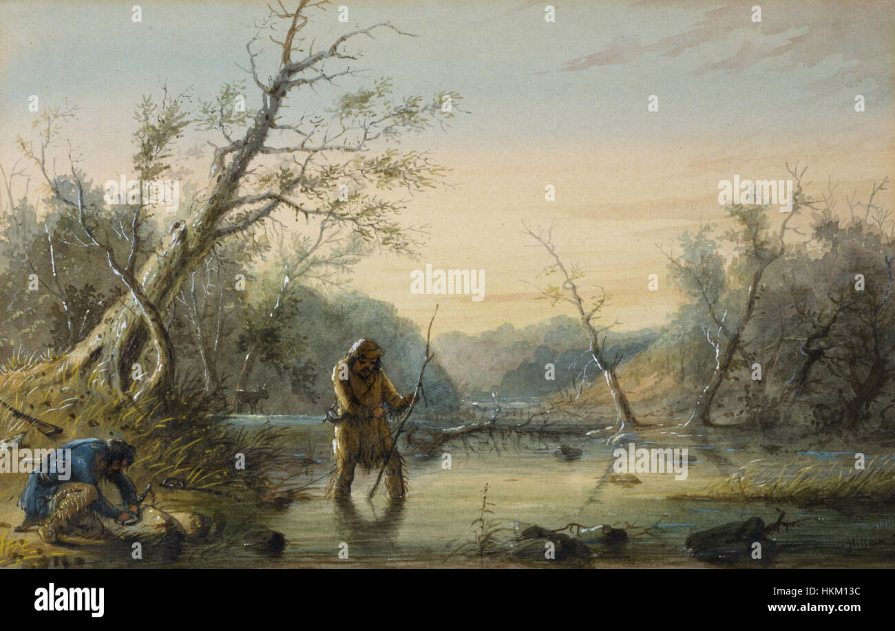 Alfred Jacob Miller’s 'Trapping Beaver' painting, held in the Walters ...