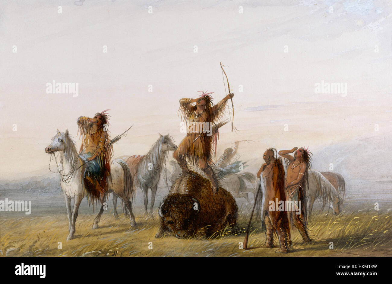 'Yell of Triumph' by Alfred Jacob Miller captures a dramatic moment in ...