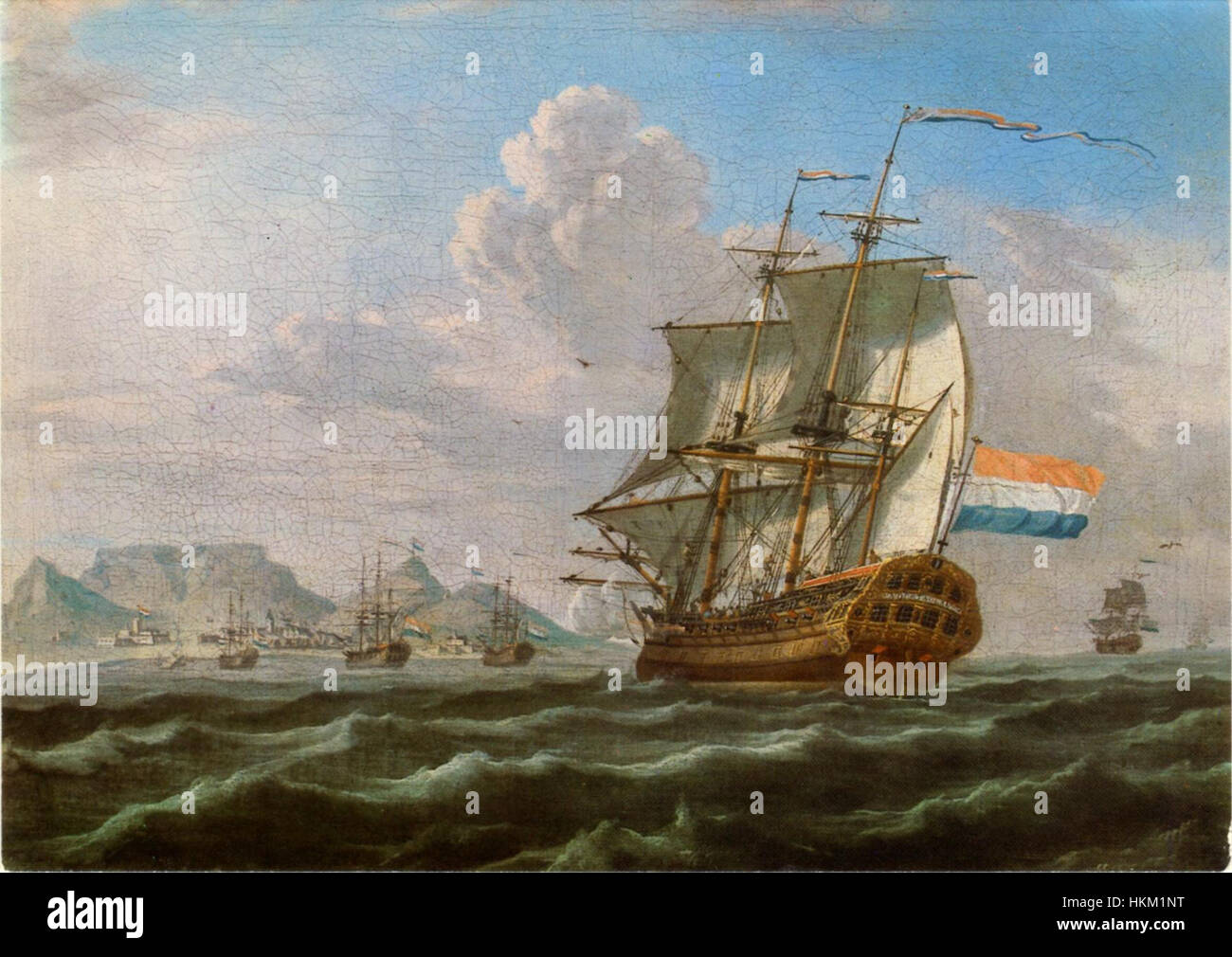 This painting depicts the Noord-Nieuwland, a ship in Table Bay in 1762 ...