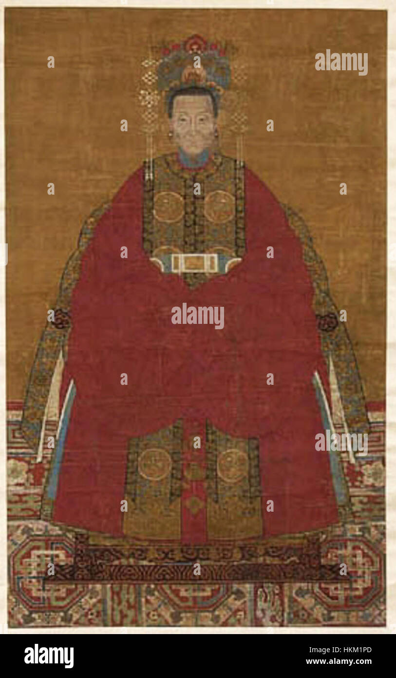 A painting of a Qing Dynasty lady in a red robe, showcasing traditional ...