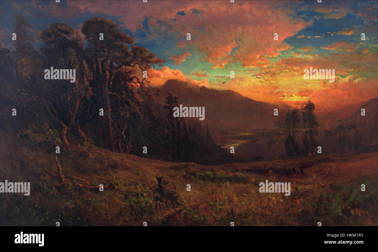 An Autumnal Sunset on the Russian River Evening Glow by William Keith ...