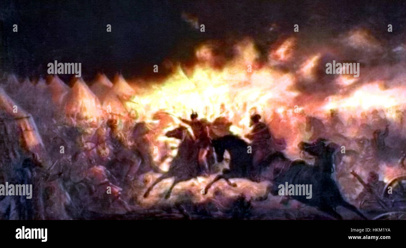 *Atacul de Noapte* (Night Attack) is a painting that portrays a ...