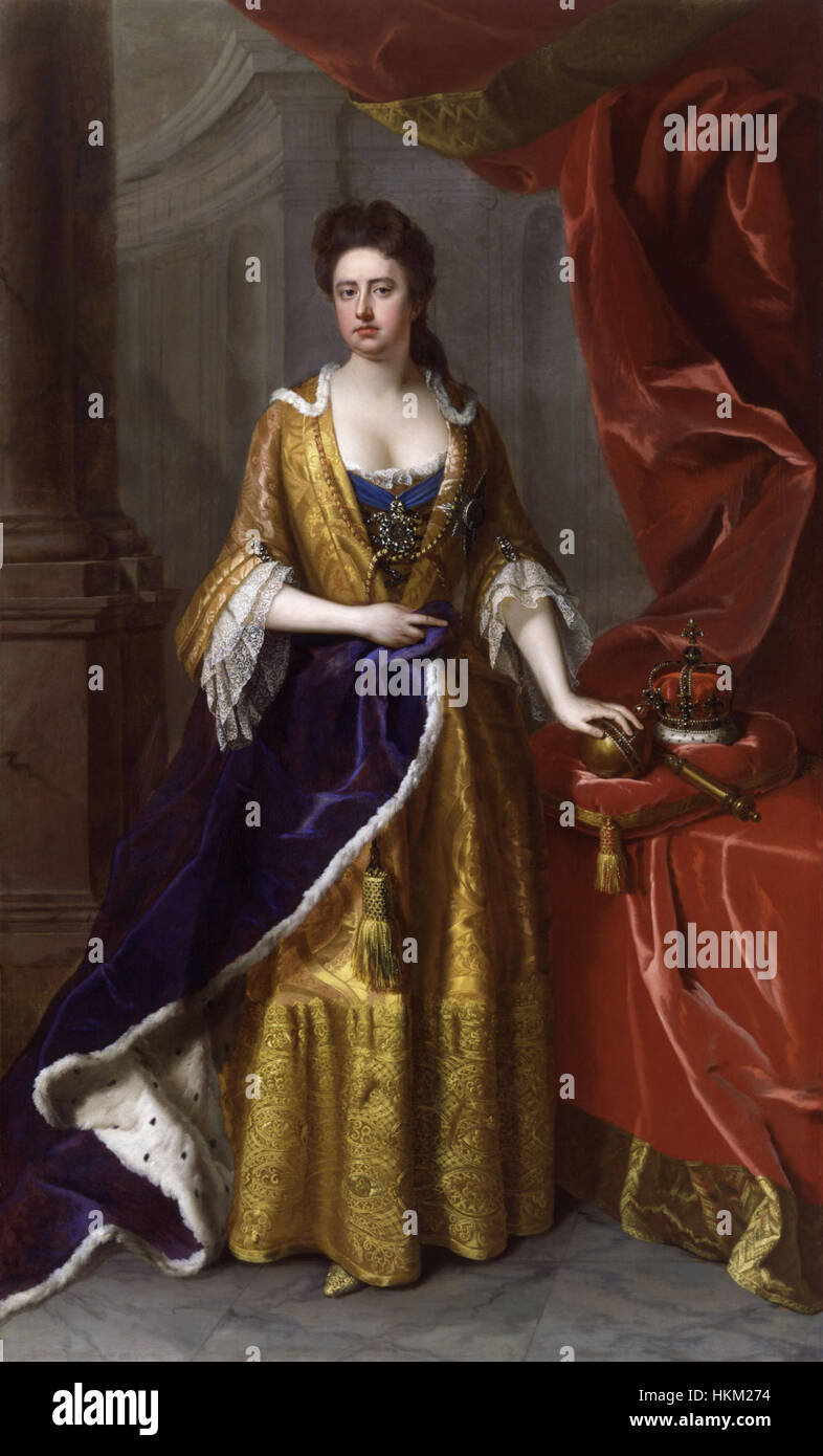 This painting, titled 'Anne 1705', portrays Queen Anne of England ...