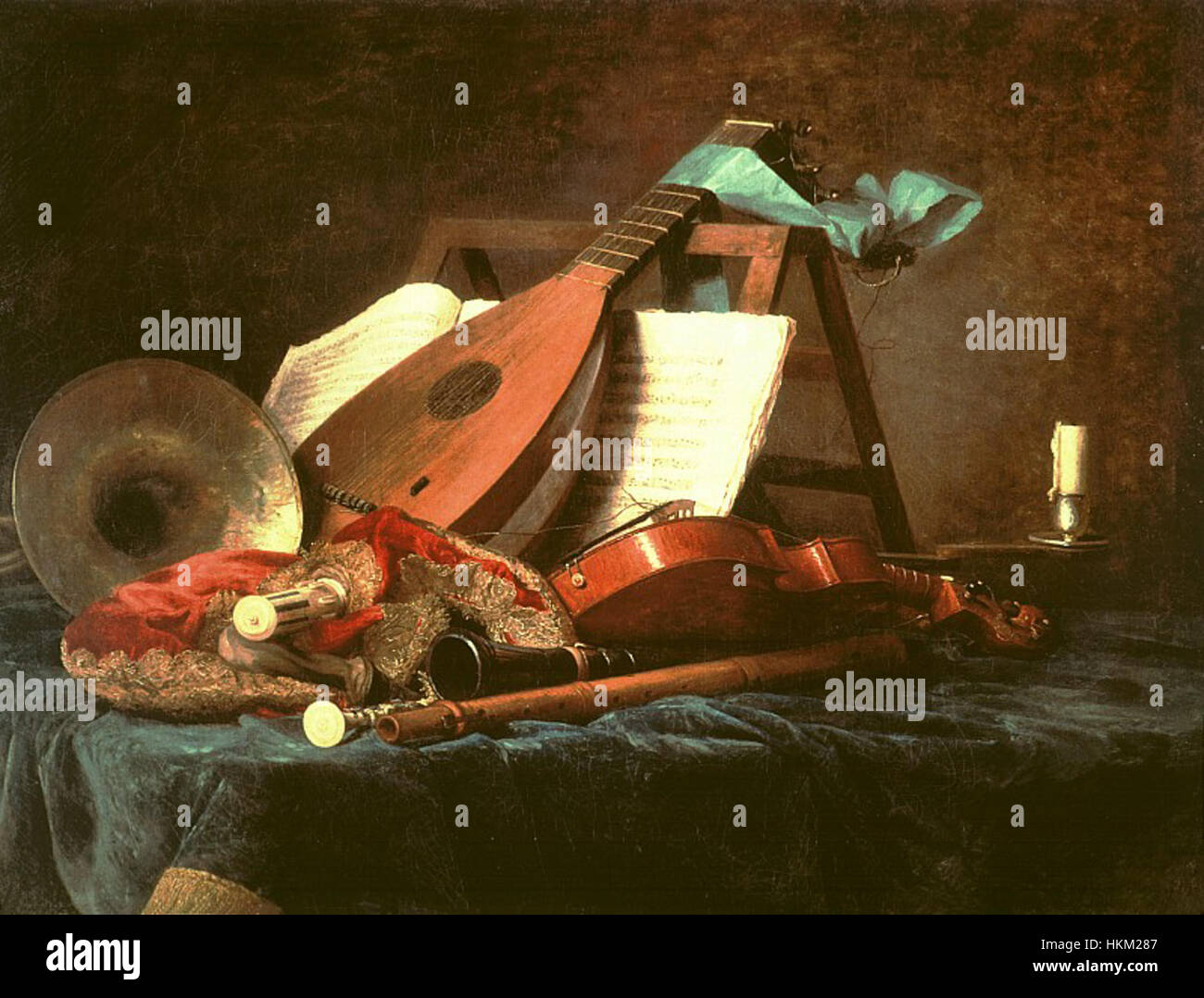 'Attributes of Music' is an allegorical painting that represents the ...