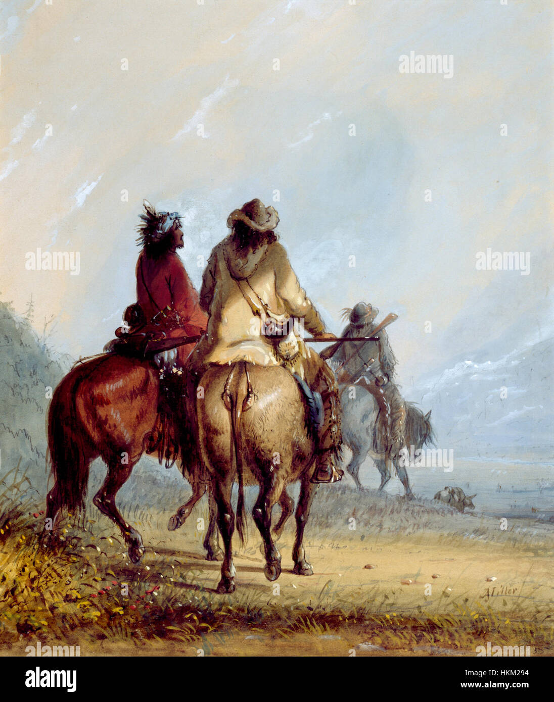 Alfred Jacob Millerâ€™s 19th-century painting, 'Trappers Starting for ...