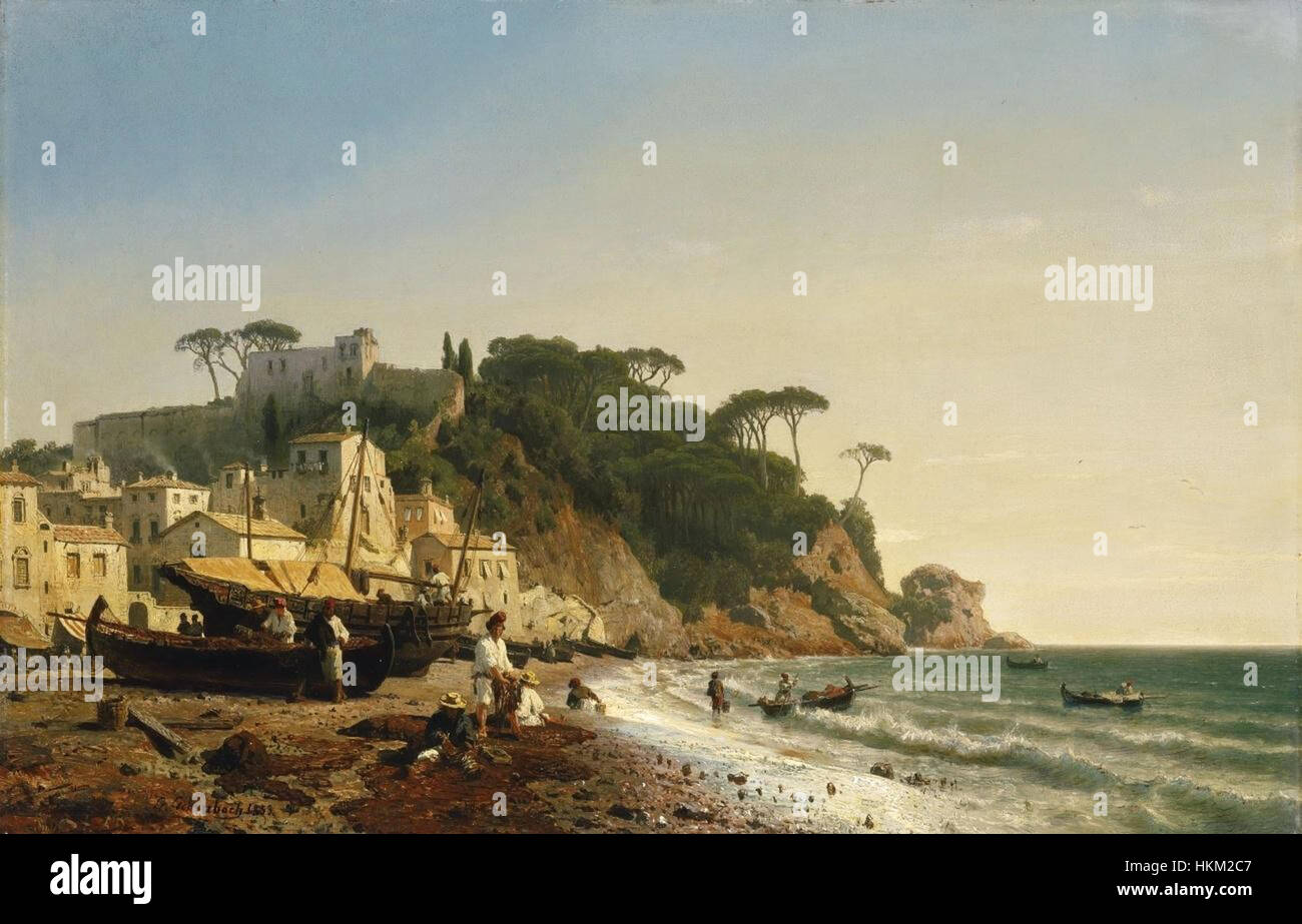 This oil painting by Andreas Achenbach captures the scenic beauty of ...