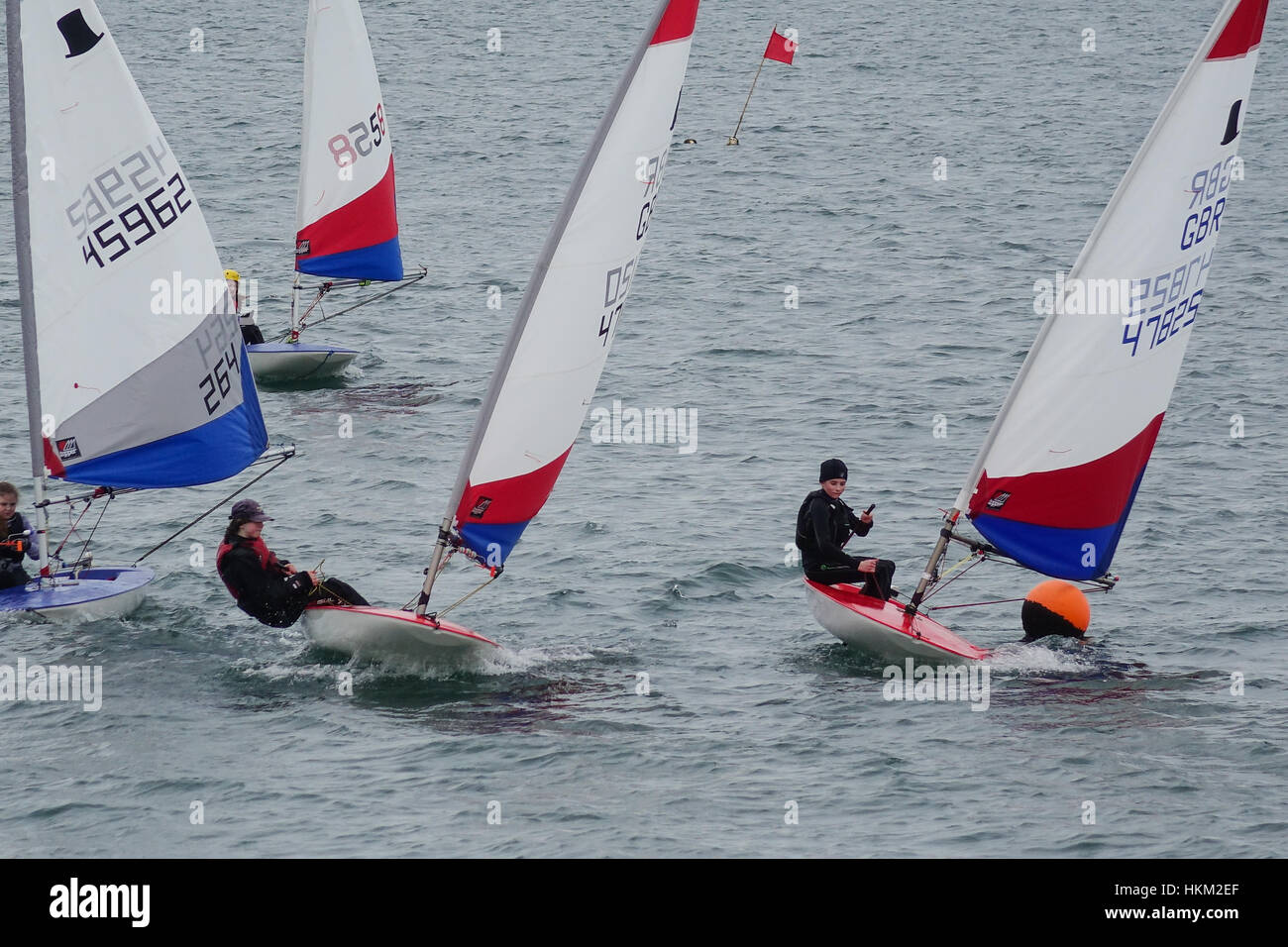 Topper Sailing Dinghies during Race Training at North Berwick Stock ...