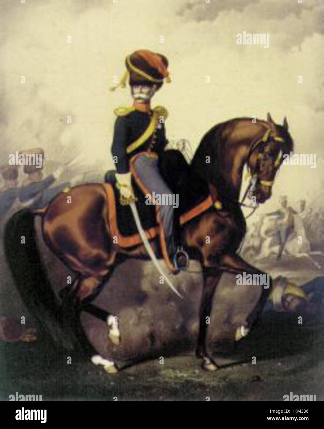 A historical painting of Berek Joselewicz, a Polish officer known for ...