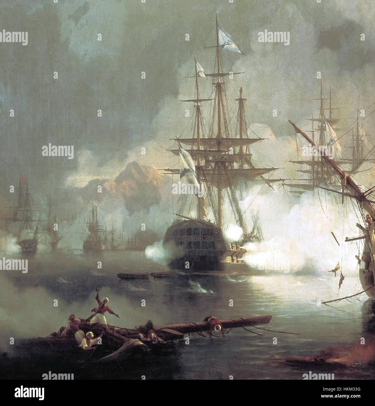 This 1827 painting titled 'Azov' depicts a maritime scene from the ...