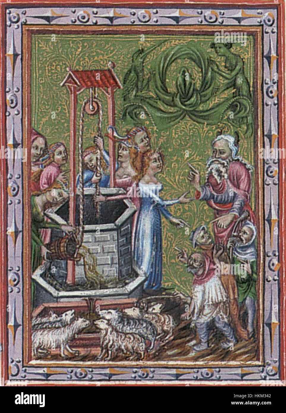 This illustration from a historical Bible showcases a significant ...