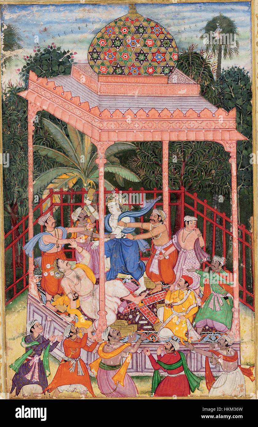 This painting depicts Balarama, the brother of Krishna, in a fierce ...
