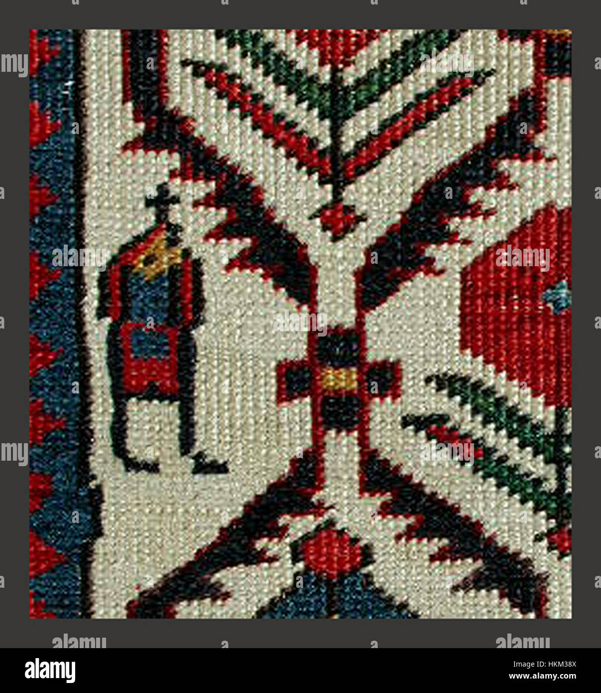 This artwork features a traditional Armenian carpet with a cross design ...