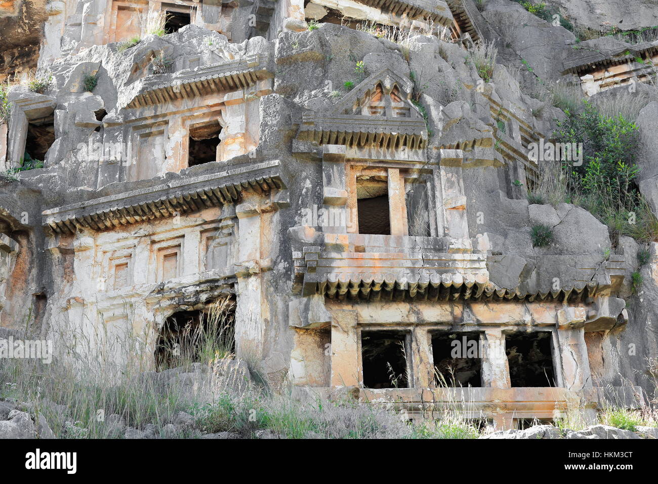Lycian rock-cut tombs in the form of temple fronts carved into the ...