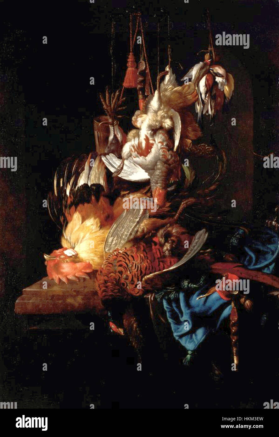 This painting showcases hunting trophies, a common subject in 19th ...