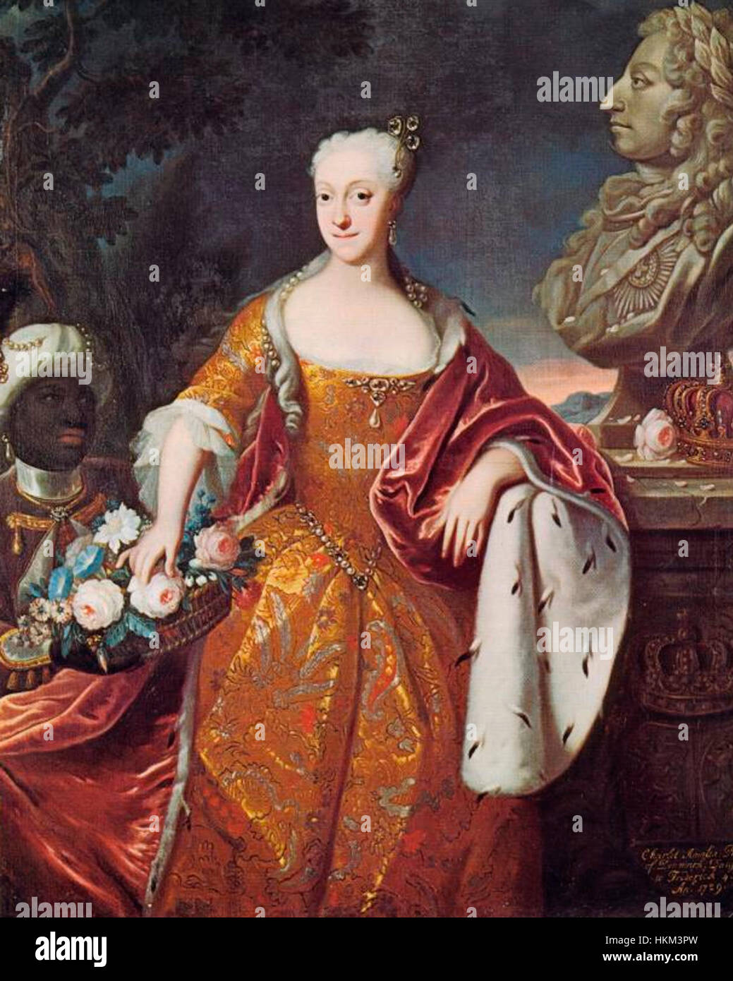 A historical portrait of Princess Amalie of Denmark, known for her ...