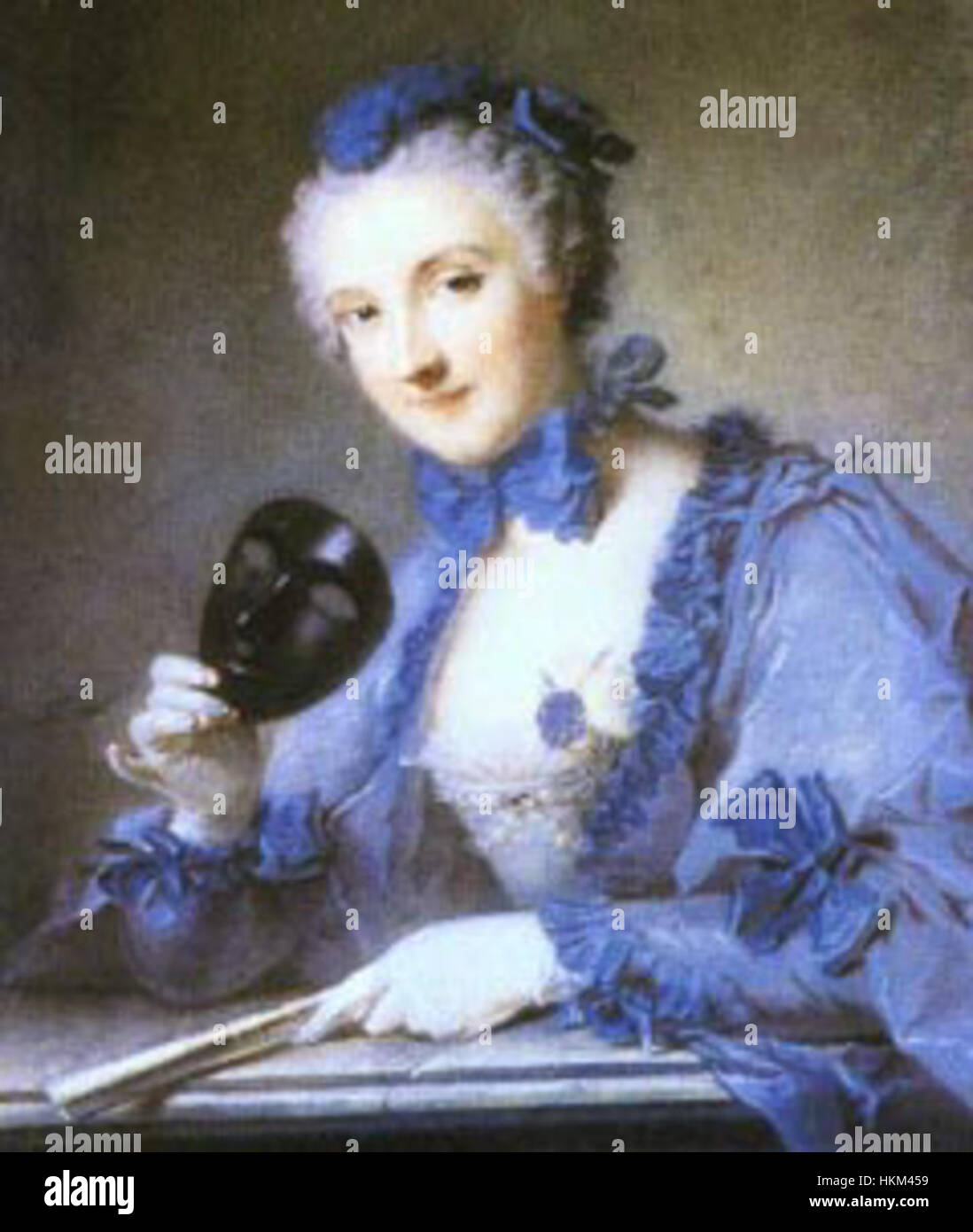 This oil painting, titled 'Madame Royer,' features an elegant portrayal ...