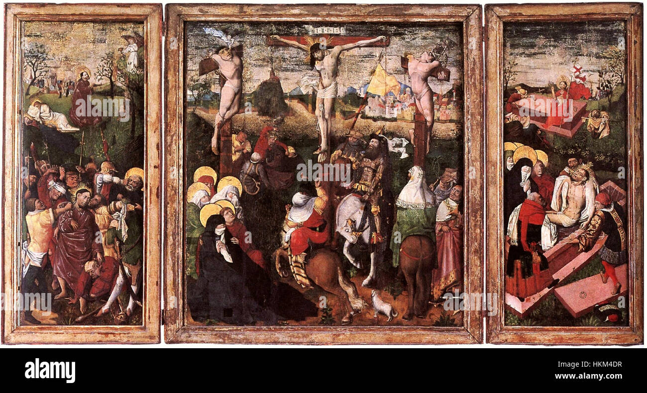 The 'Kalteysen Crucifixion Triptych' is a 15th-century religious painting by Wilhelm Kalteysen ...