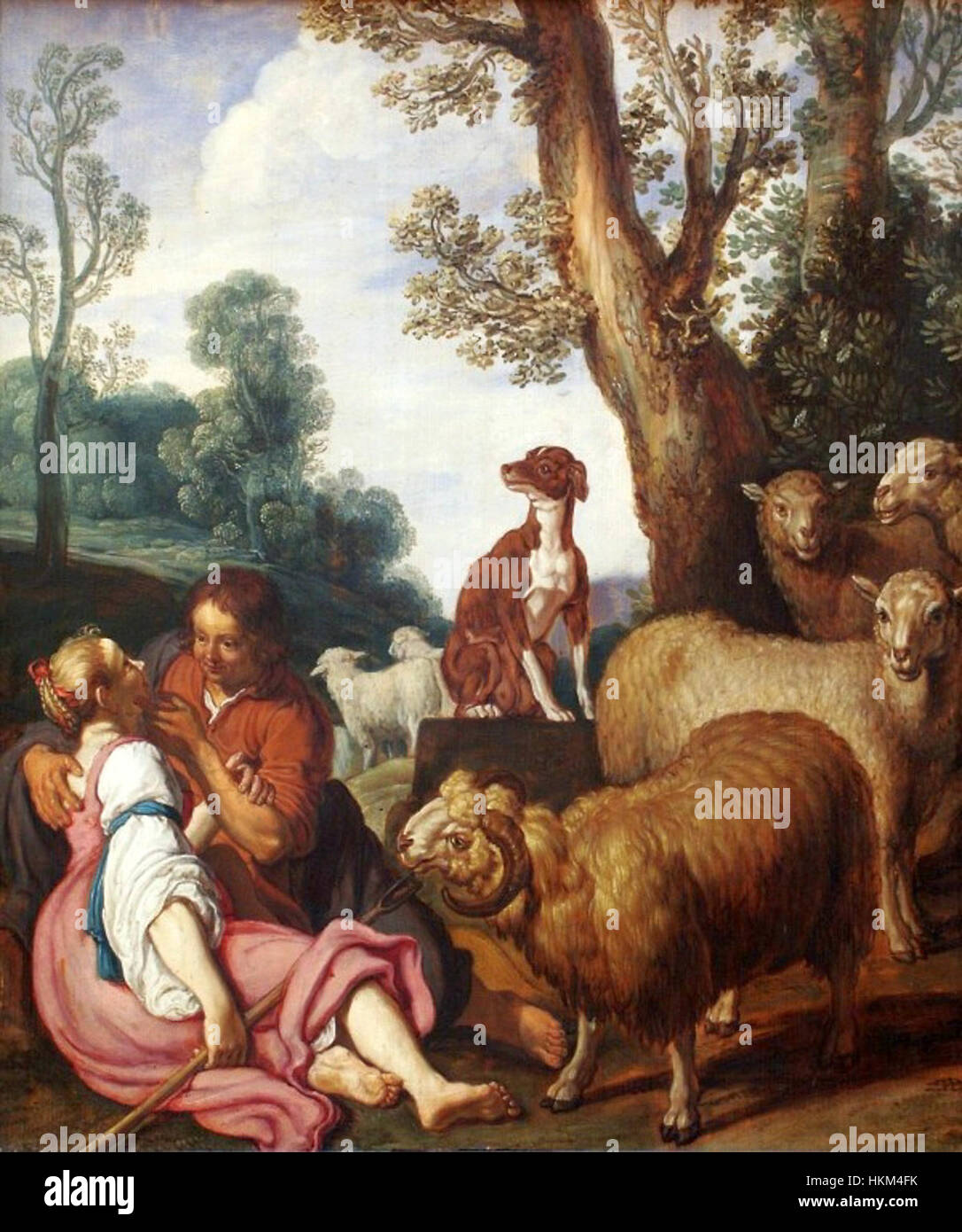 The painting 'Pastoral Scene' by Lastman captures a serene rural ...