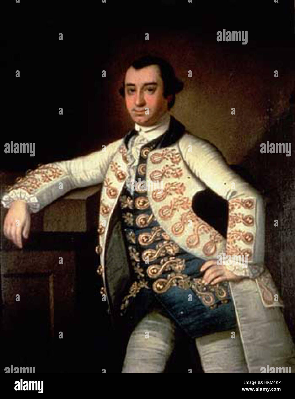 This portrait by Jeremiah Theus depicts Lt. Colonel Barnard Elliott, a ...