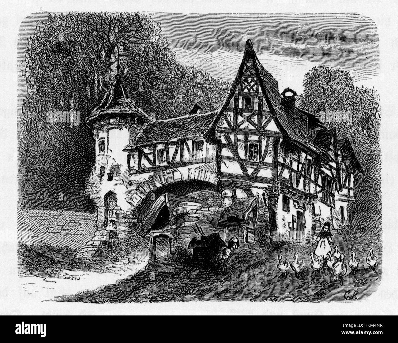 Historical painting depicting architectural Black and White Stock ...