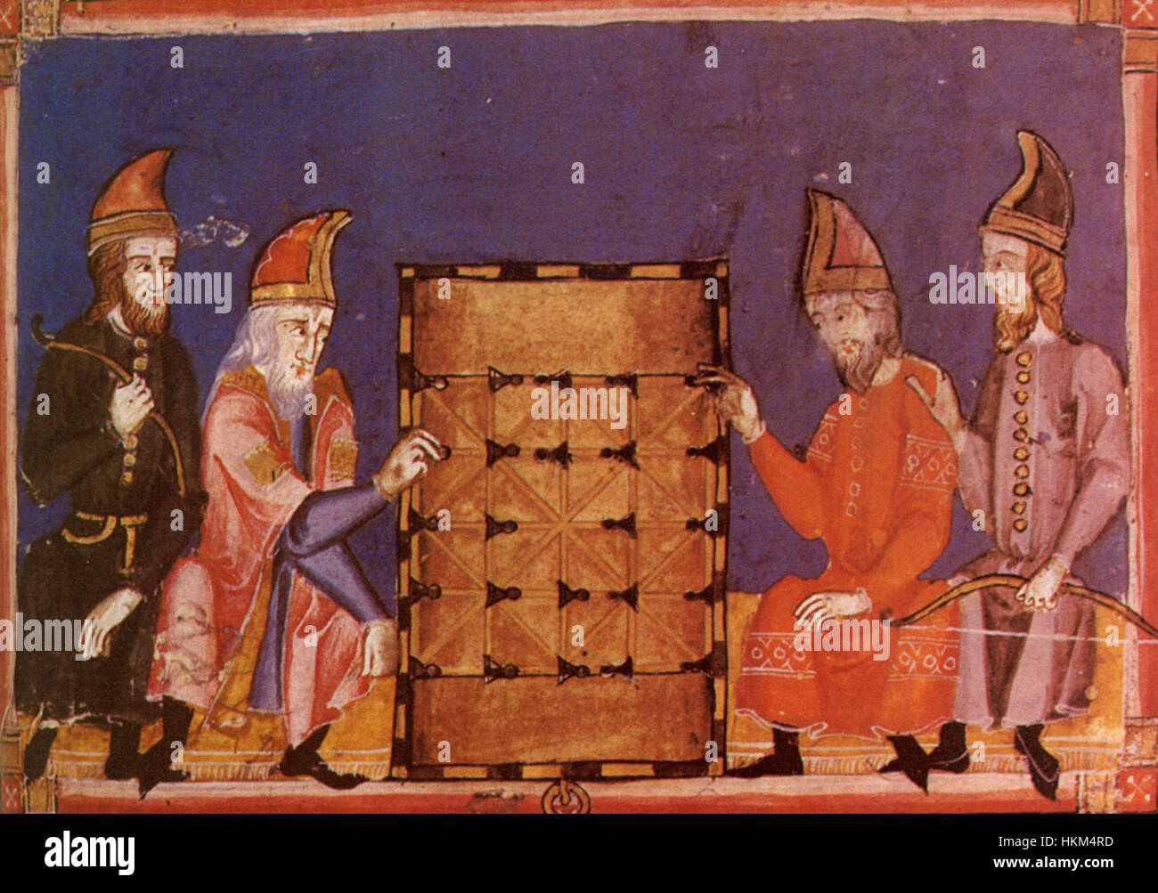 An illustration from the Libro de los juegos showing the ancient ...