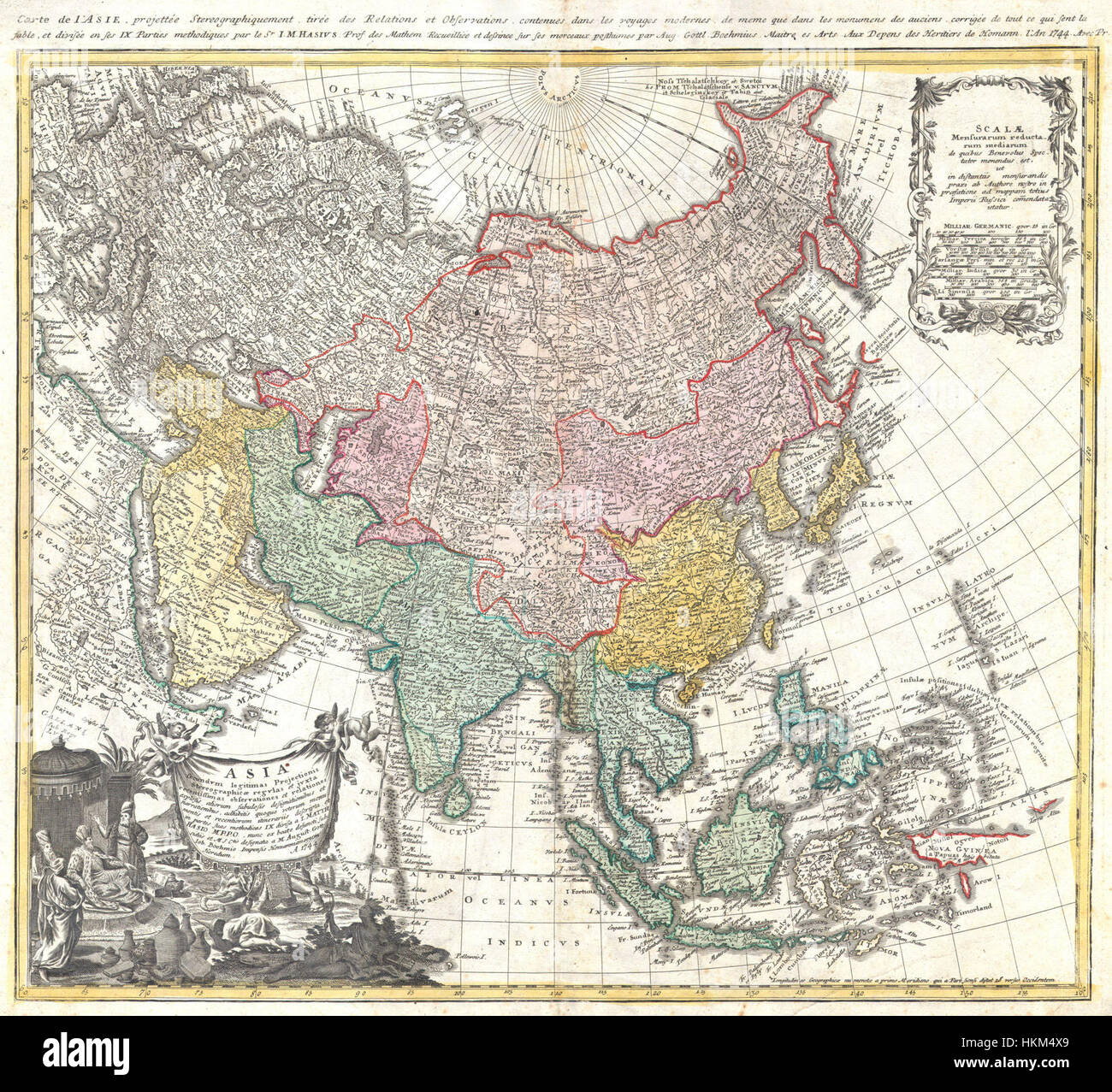 The 1744 map of Asia by Homann Heirs provides a detailed representation ...