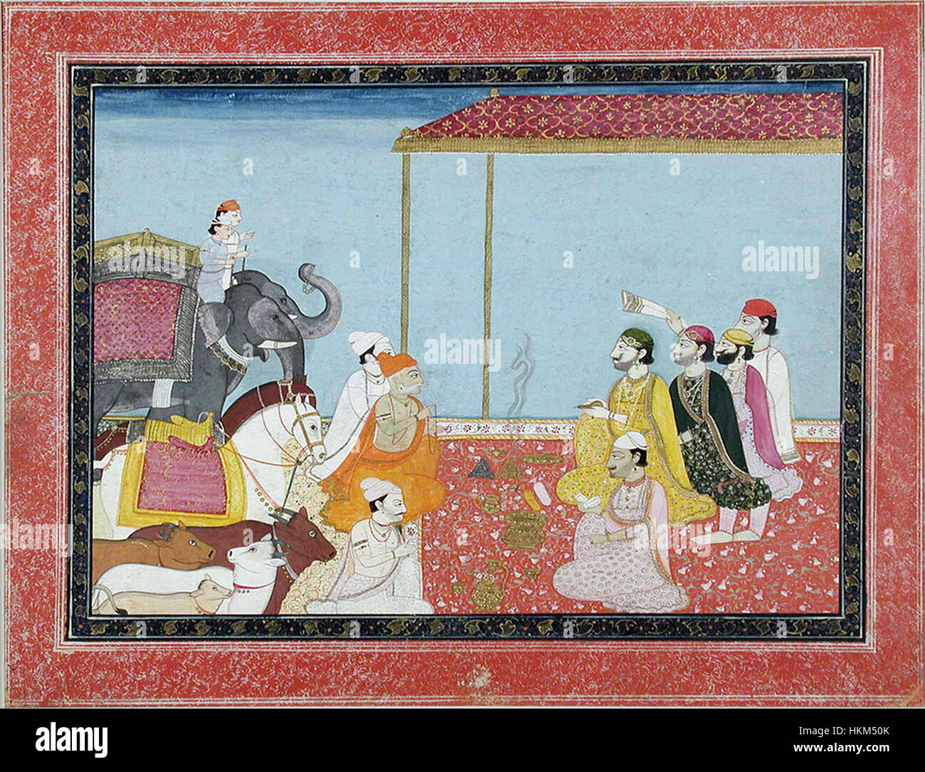 The painting 'A Puja under an Awning' by Binney depicts a sacred ritual ...