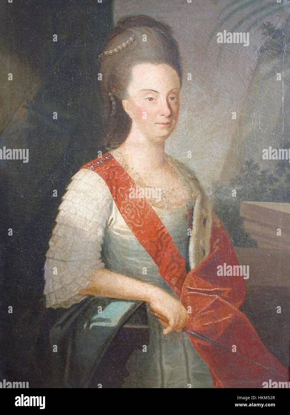 This portrait depicts Dona Maria I, the Queen of Portugal, in her royal ...