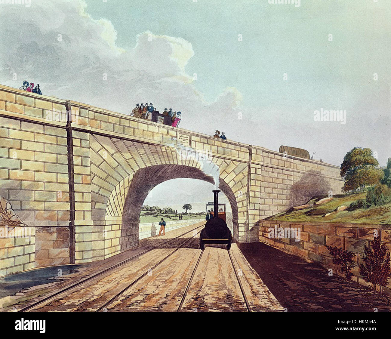 This painting depicts the Rainhill Bridge, a significant structure from ...
