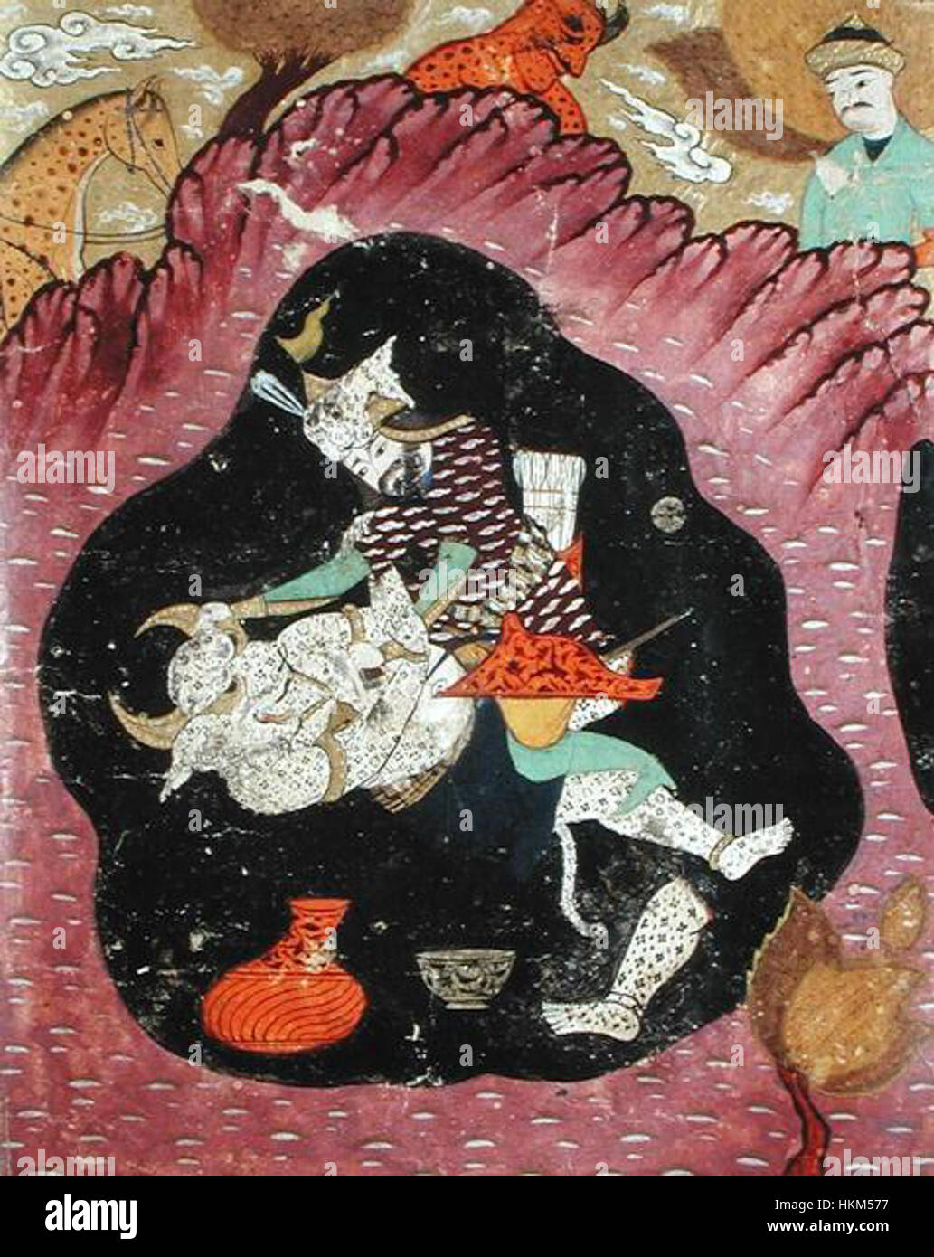 This dramatic painting depicts Rostam, a hero from Persian mythology ...