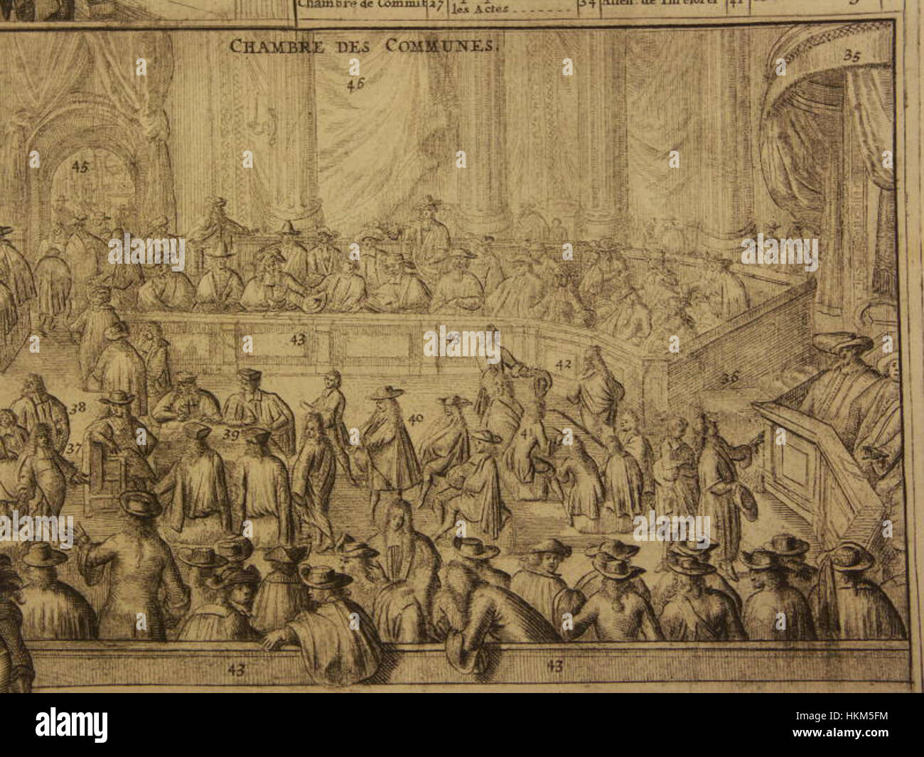 This artwork depicts a historical view of the British House of Commons ...