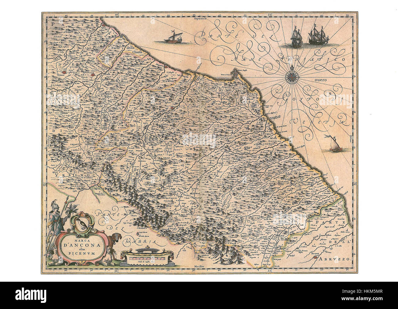 This 1640 map by Willem Janszoon Blaeu, titled 'Marca D'Ancona olim Picenum,' details the ...