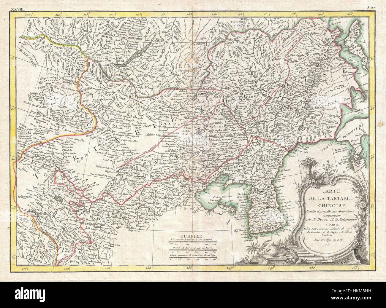 This 1770 map by Bonne depicts Chinese Tartary, Mongolia, Manchuria ...