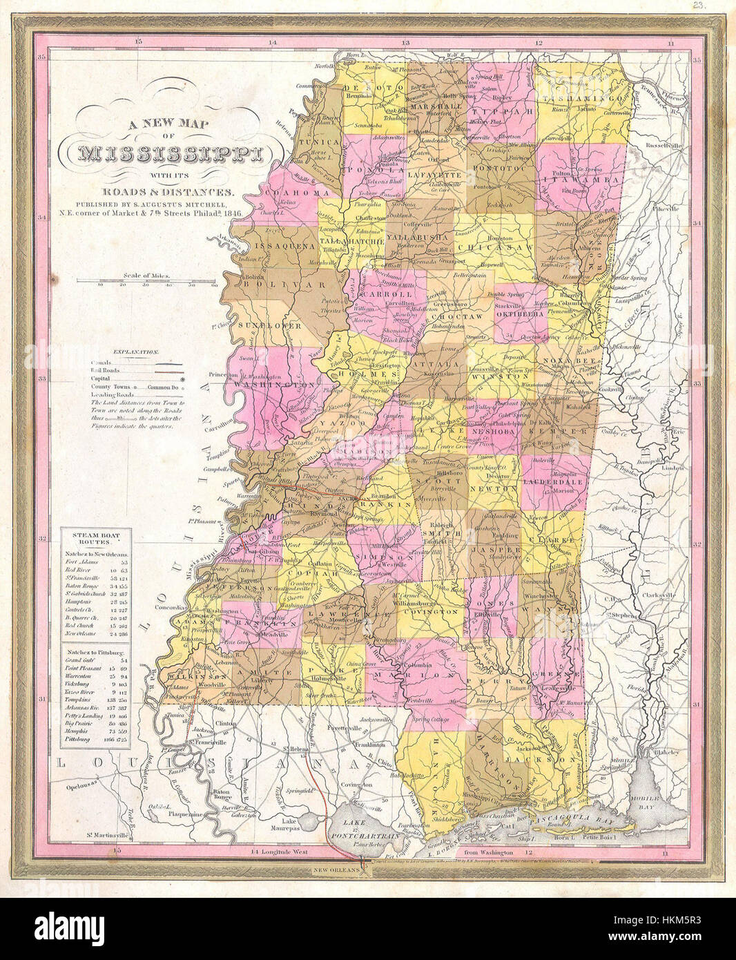 Mississippi river map 1800s hi-res stock photography and images - Alamy