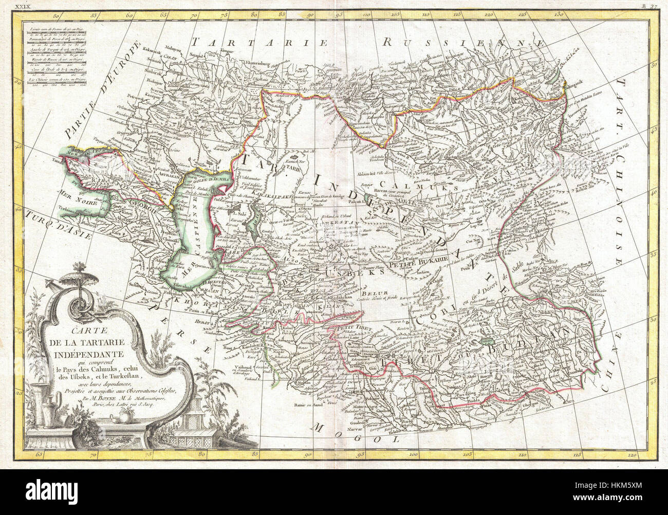 The 1771 Bonne map of Central Asia, produced by Geographicus, showcases ...