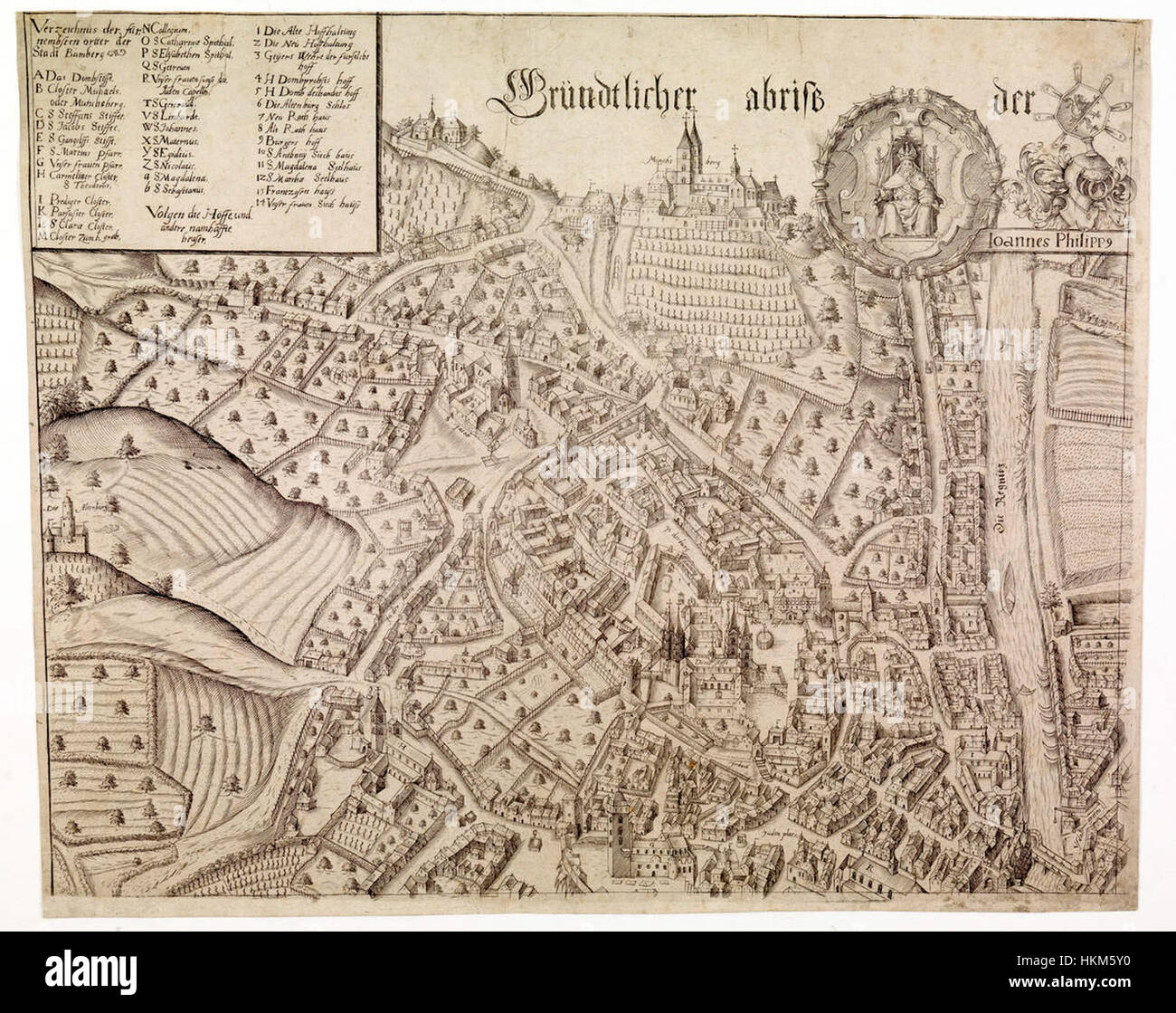 This detailed map from 1602 by Zweidler depicts the city of Bamberg in ...