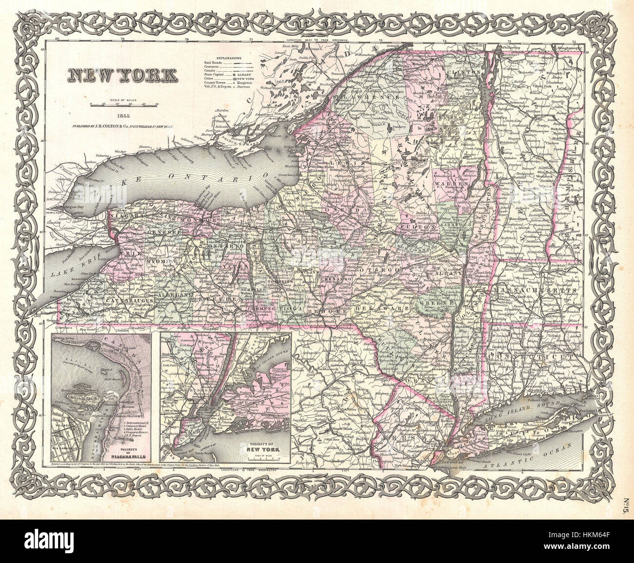 The 1855 Colton Map of New York is a historical cartographic ...