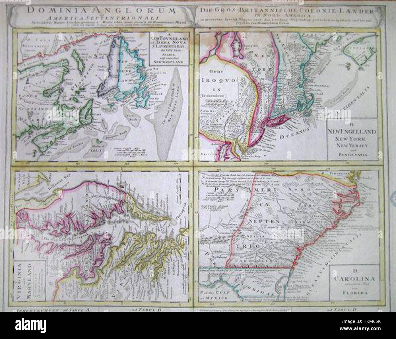 1730 Homann Map of the English Colonies in America (United States ...