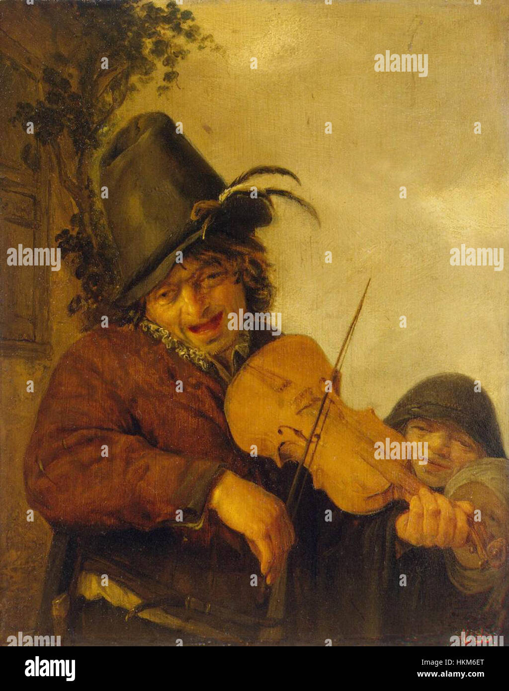 This 17th-century painting by Adriaen van Ostade depicts a genre scene ...