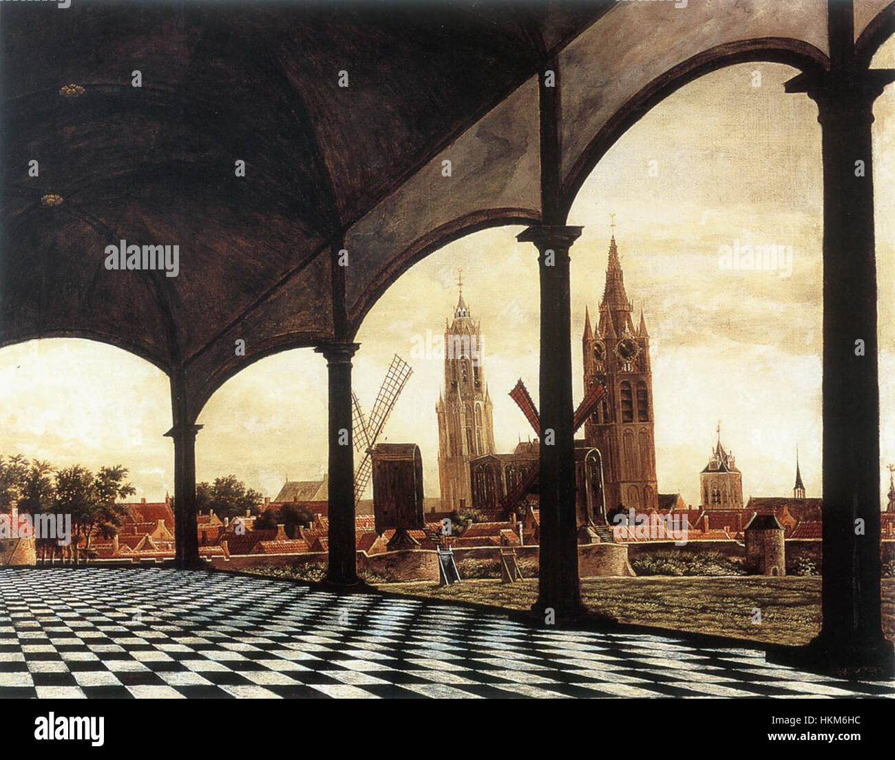 *A View of Delft through an Imaginary Loggia* (1663) by Daniel Vosmaer ...