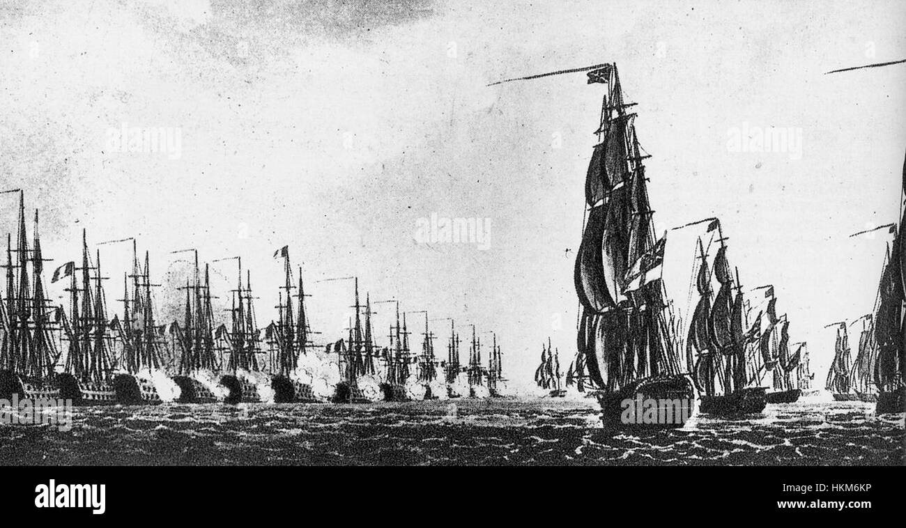 This painting portrays the *Aboukir*, a French naval ship involved in ...