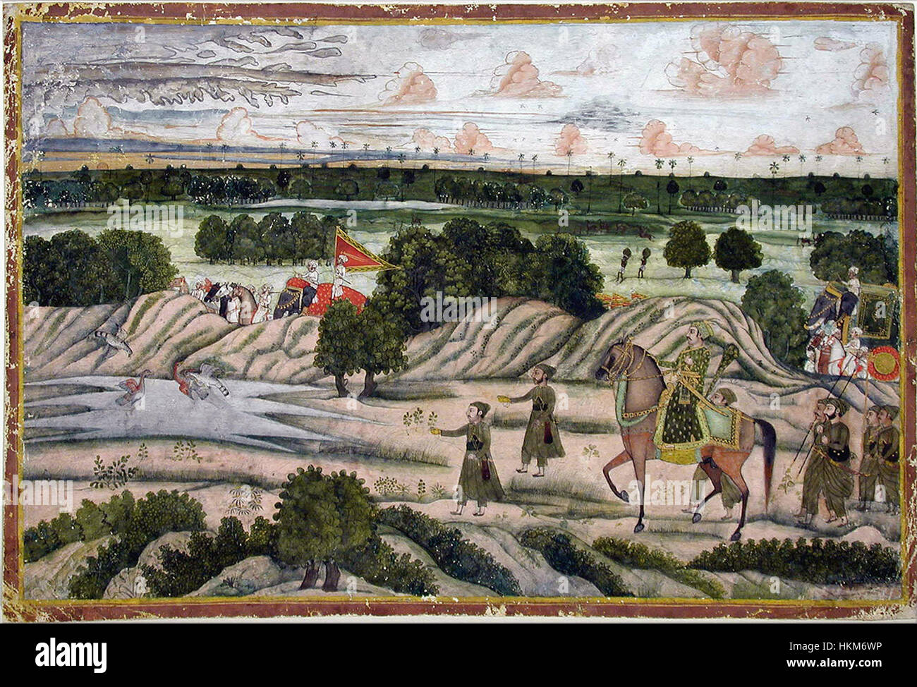 This painting depicts a Nawab and his retainers on a hunting expedition ...