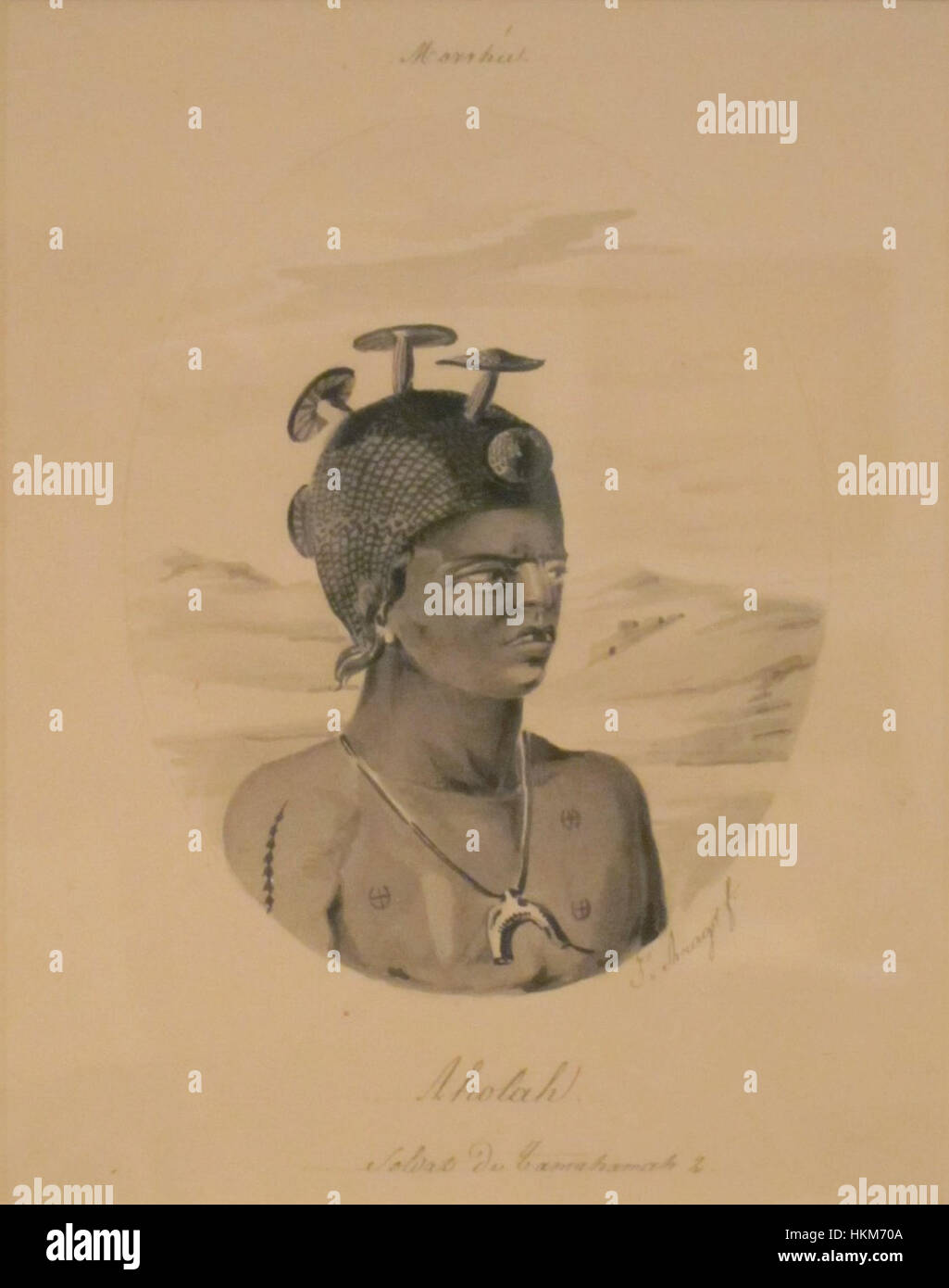 Aholah, Soldier of Kamehameha II by Jacques Arago, Honolulu Museum of ...