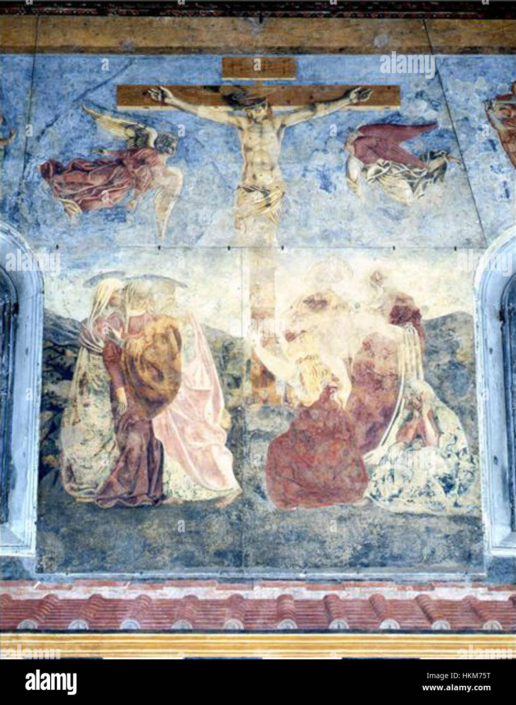 This painting by Andrea del Castagno depicts the Crucifixion of Christ ...