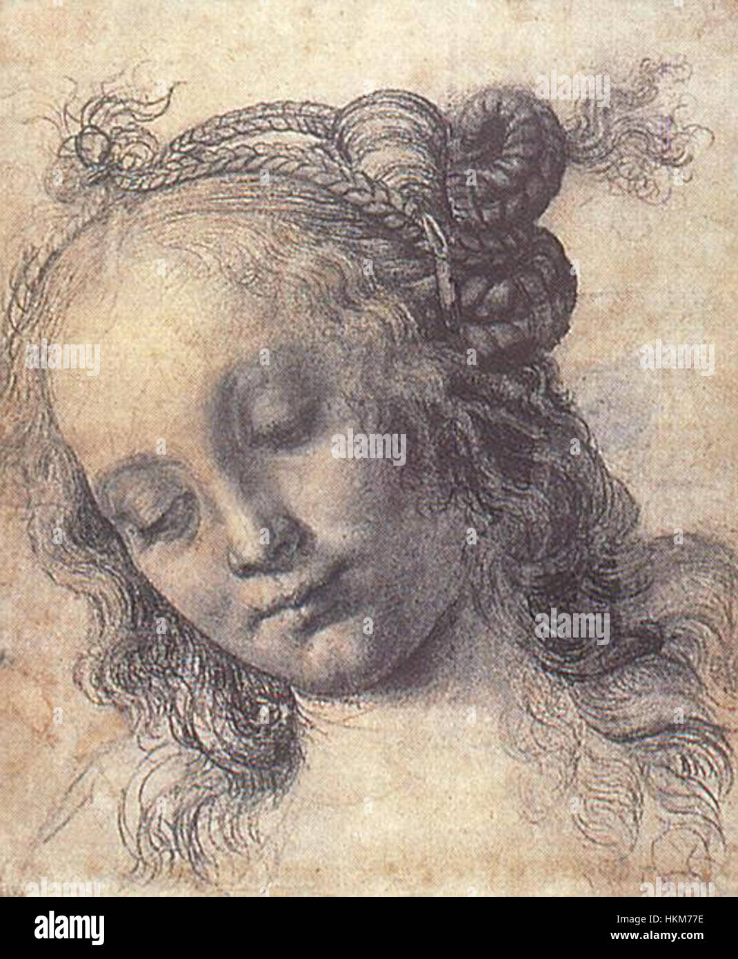 A study by Andrea del Verrocchio titled 'Head of a Girl,' focusing on ...
