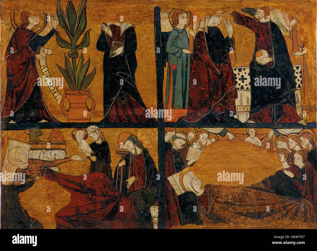 This painting encompasses key moments from the Virgin Mary's life ...