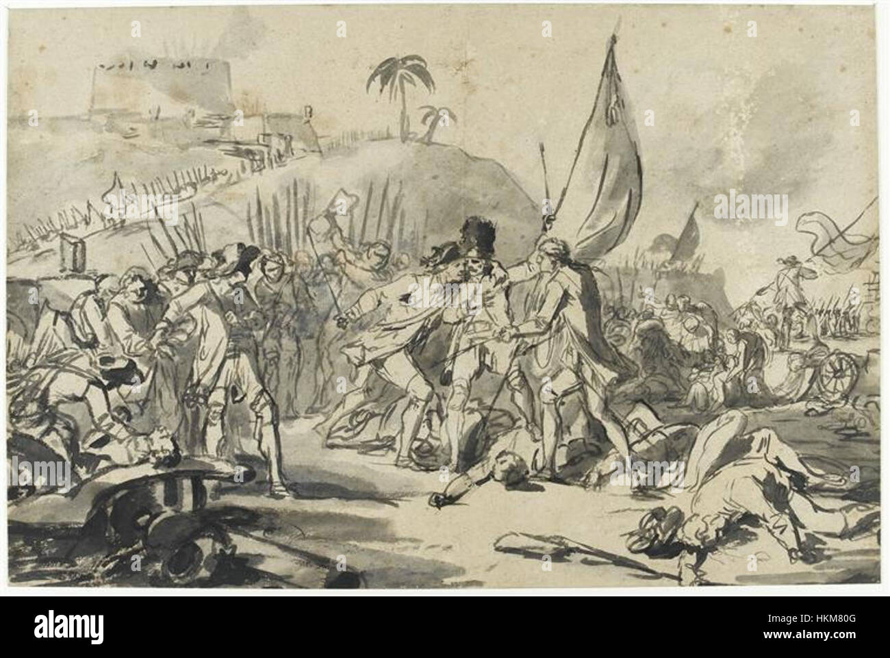 This historical painting by Pierre-Alexandre Wille depicts an assault ...