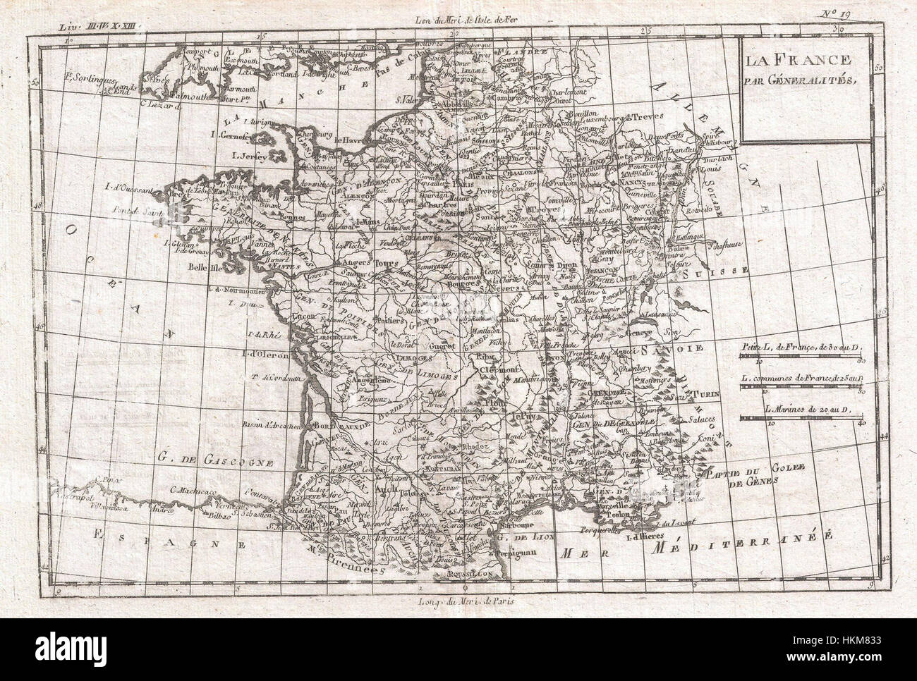 This 1780 map of France by Raynal and Bonne showcases the country's ...